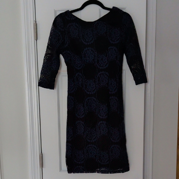 APRICOT | Dresses | Apricot Navy And Black Lace Long Sleeve Dress ...